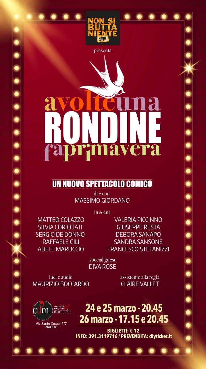 ''A volte una rondine fa primavera'', Massimo Giordano fino a domenica ...