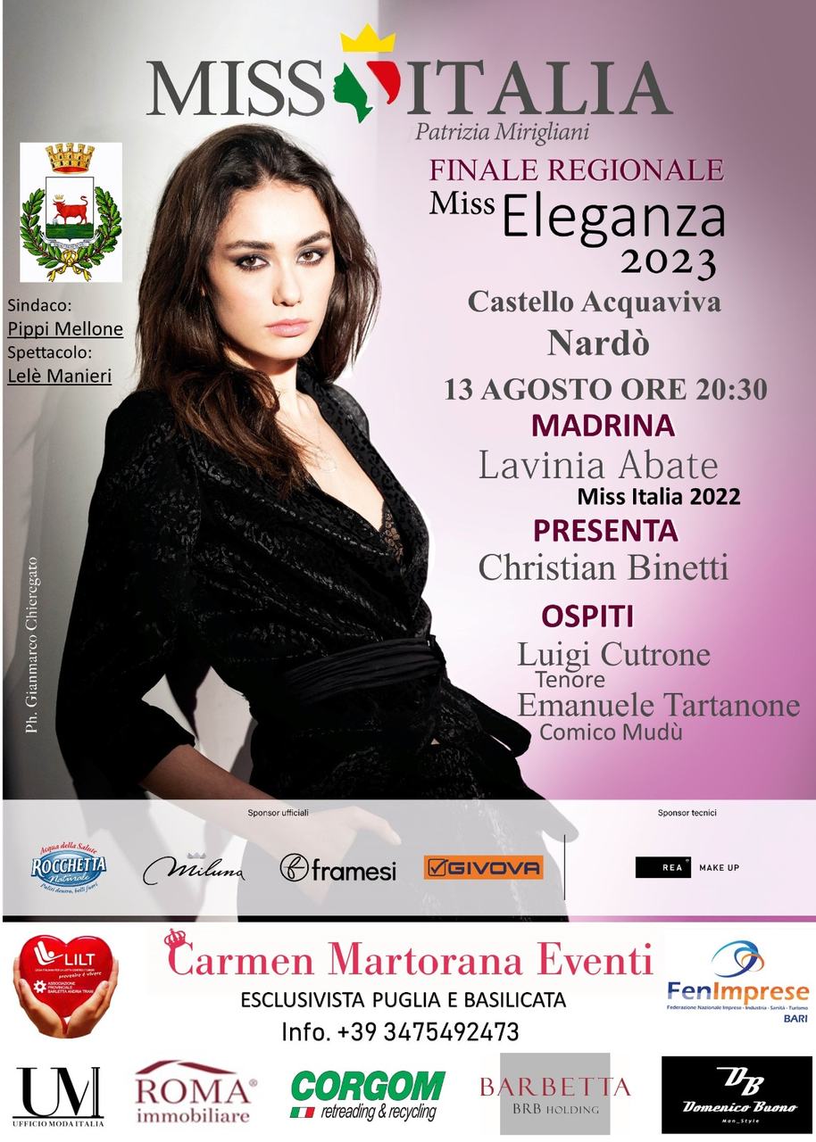 Miss Italia, a Nardò verrà eletta Miss Eleganza Puglia